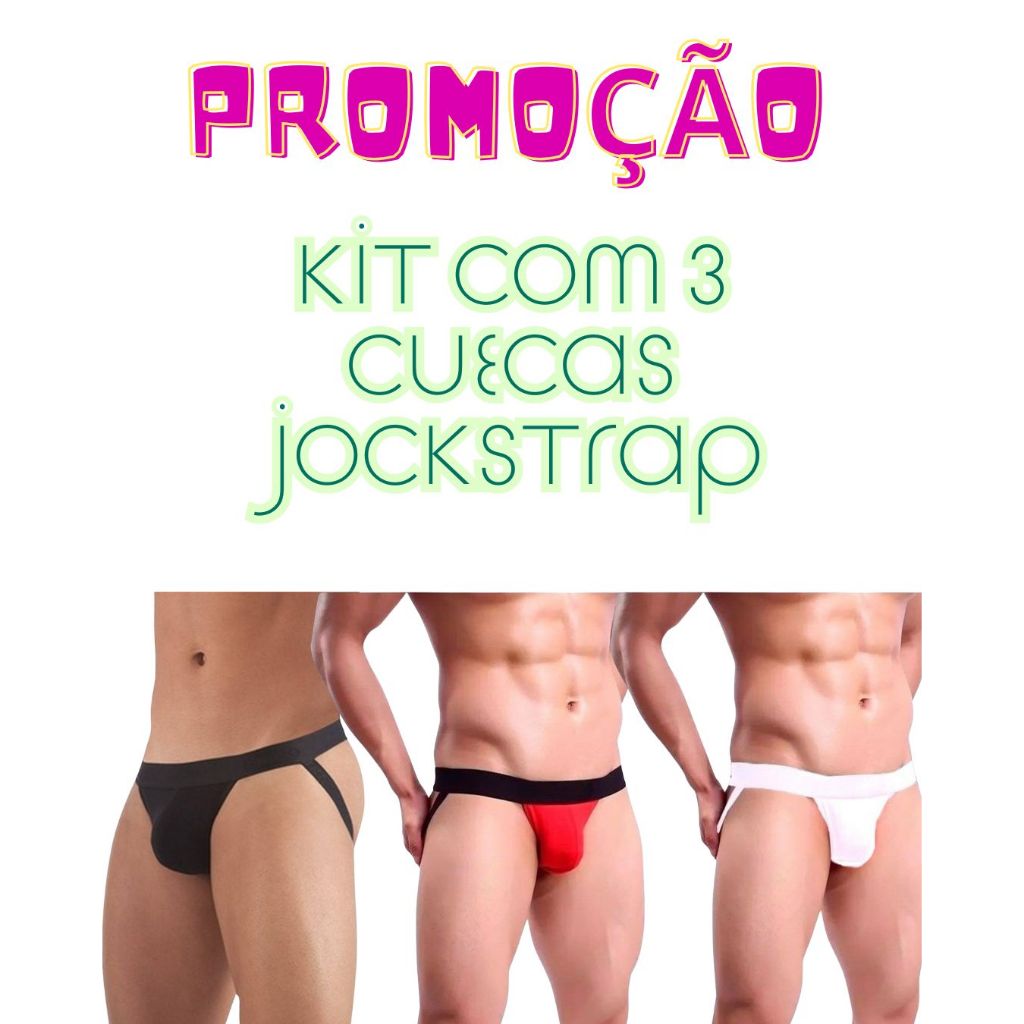 Cueca Jockstrap kit com 3 unidades ou cueca jock | Shopee Brasil