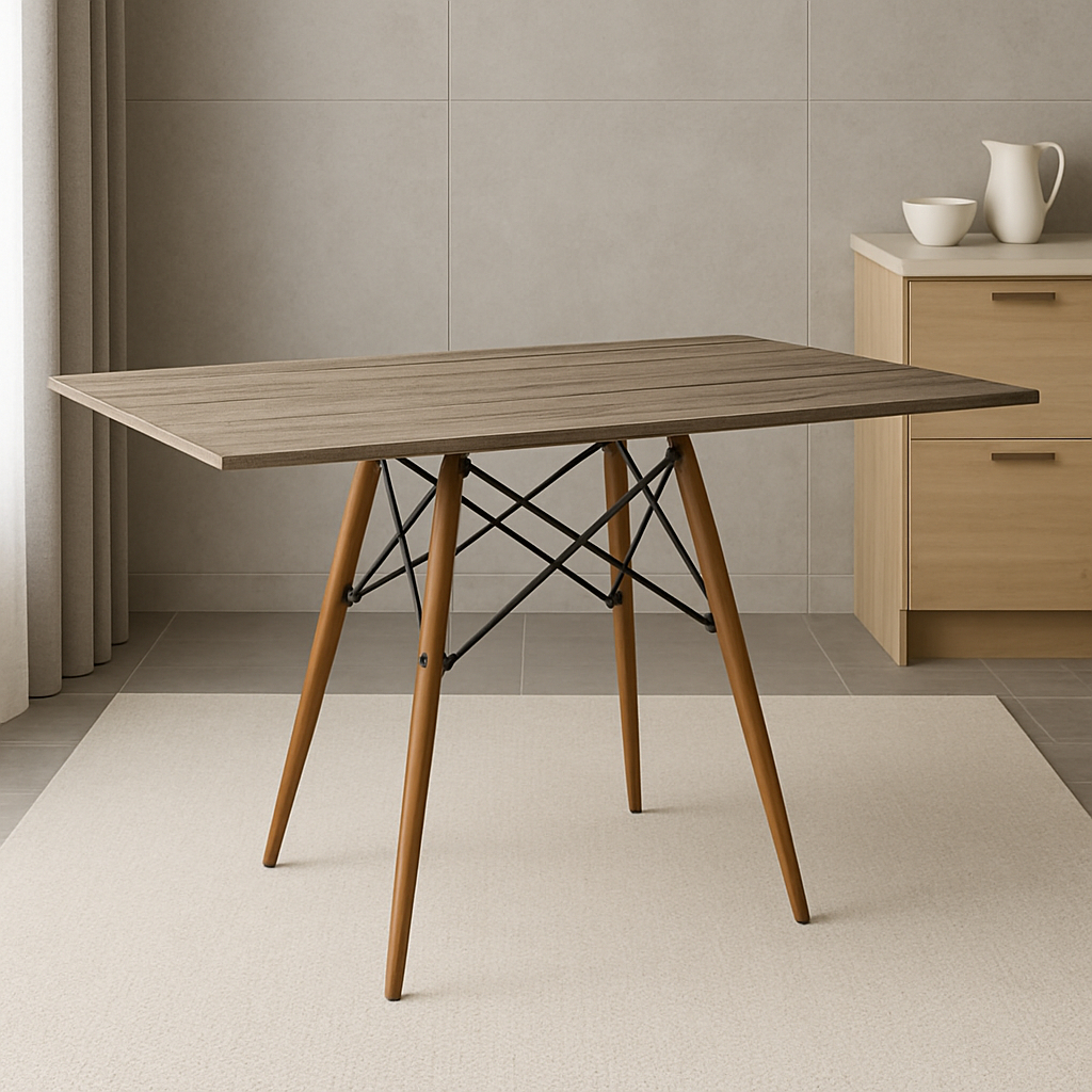 Mesa de Jantar Charles Eames Eiffel 120X75cm Tampo Retangular de Madeira Escrivaninha Eames Wood ...