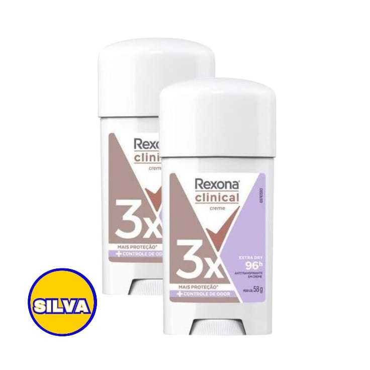 KIT C/2 DESODORANTES REXONA CLINICAL CREME EXTRA DRY (ROXO) | Shopee Brasil