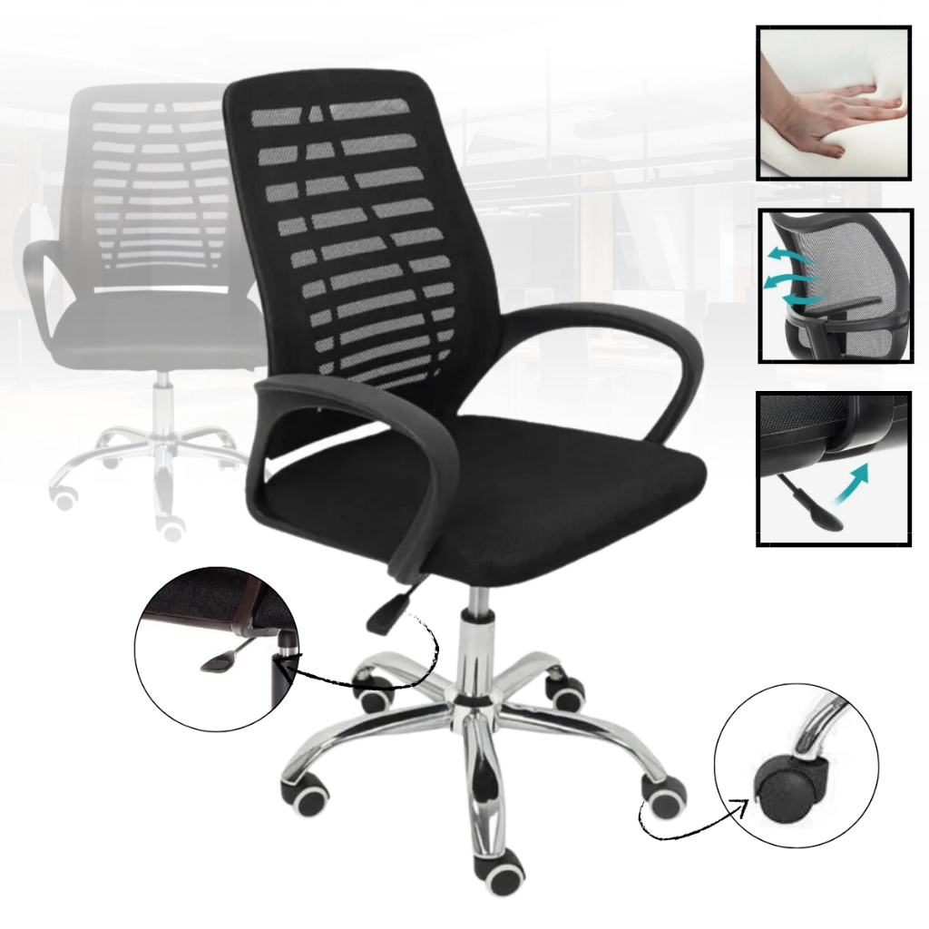 Cadeira Escritório Tela Mesh Ribs Resistente Estofado Ergonômico ...