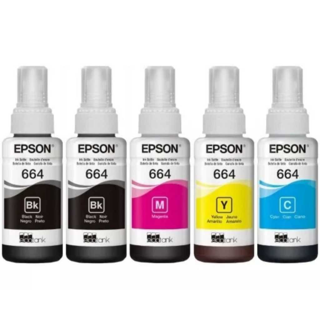Kit 5 Tinta Original Epson L120 L1300 L395 664 T644 L396 L355 L555 L365 ...
