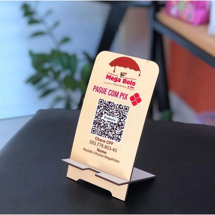 Placa pix em MDF personalizada com logo marca qr code plaquinha ...