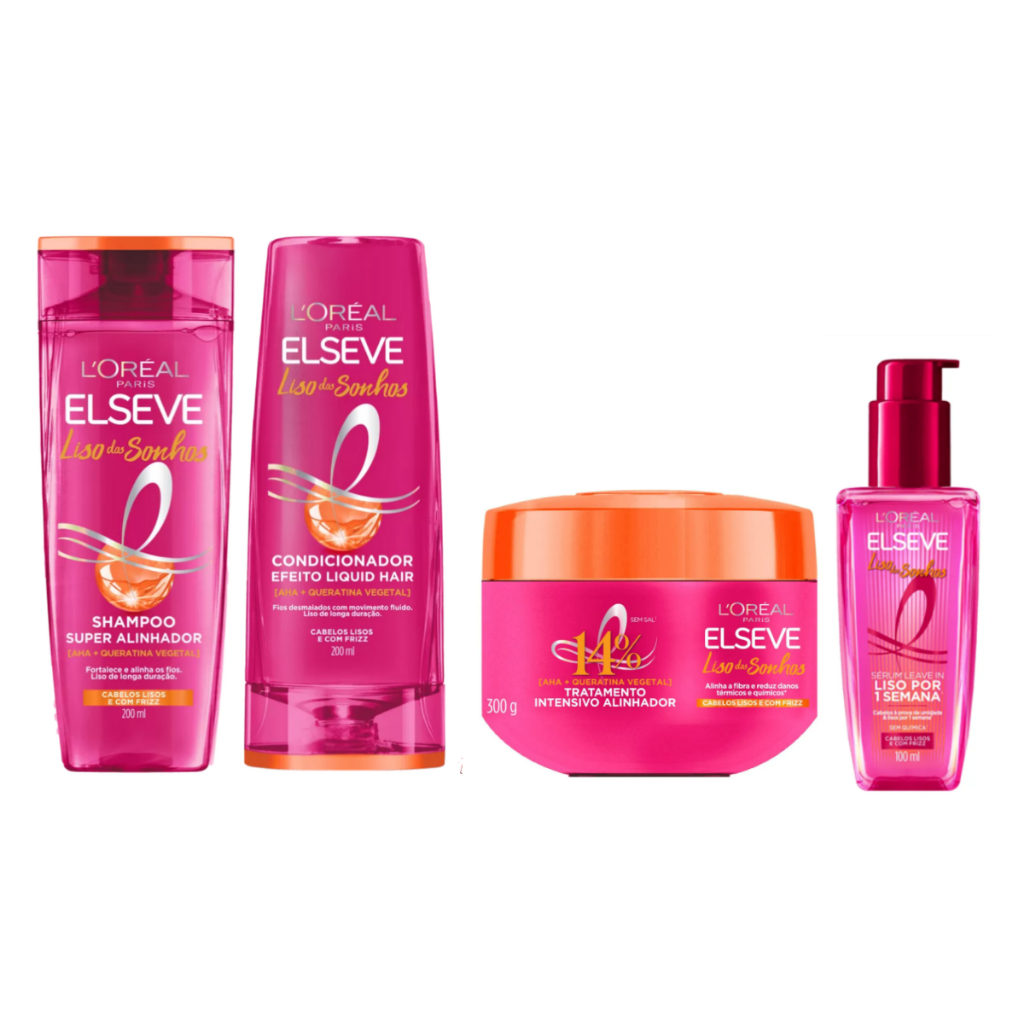 Kit Elseve Liso dos Sonhos - Shampoo e Condicionador 200ml + Sérum ...