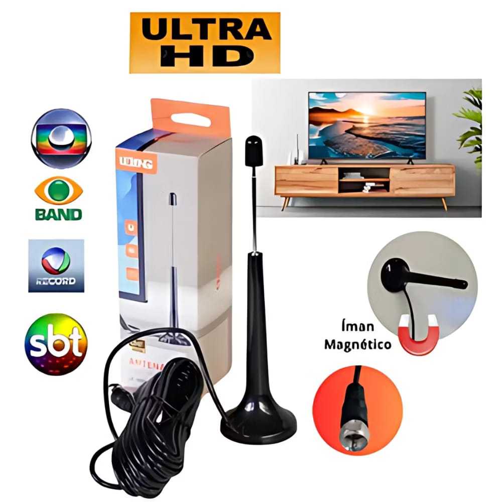 Nova Antena Digital Tv 2025 de Mesa Portátil Uhf 4Dbi Hdtv Lelong Le ...