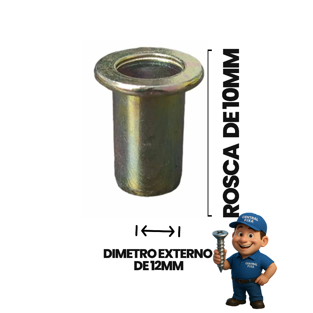 PORCA REBITE DE ROSCA 10MM | Shopee Brasil