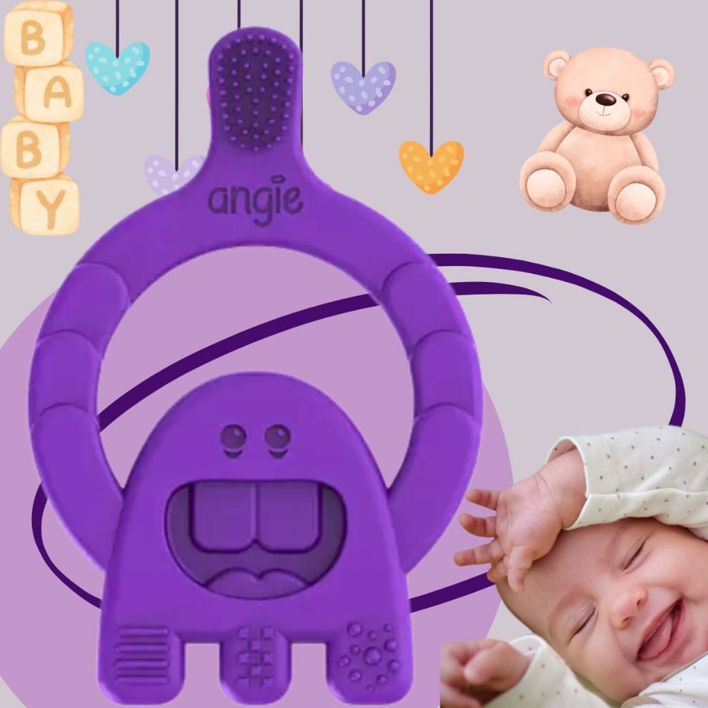 Mordedor Dental Baby Angie Silicone Macio com Cerdas Alívio para ...