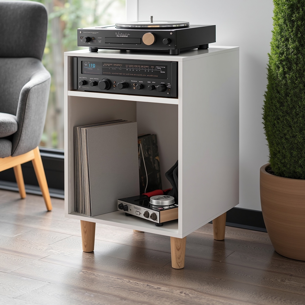 Rack para Vitrola e Discos de Vinil com Nicho Extra – Móvel Cubo ...