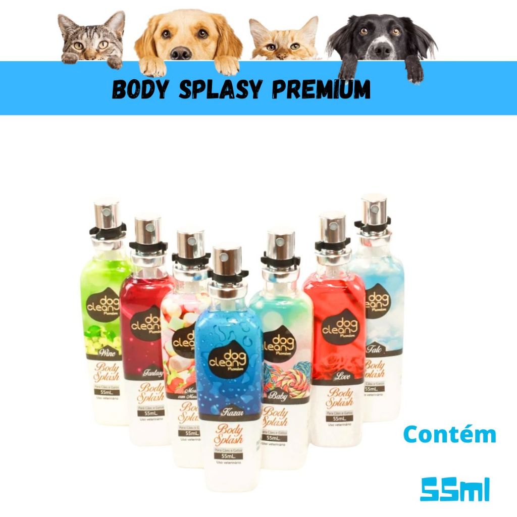 Perfume Loção Body Splash Dog Clean Premium para Cães e Gatos 55ml ...
