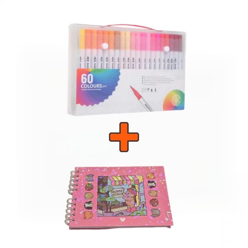 Kit Livro de Colorir Bobbie Goods 50 Folhas+KIT 60 Canetas Dual Pen 2 ...