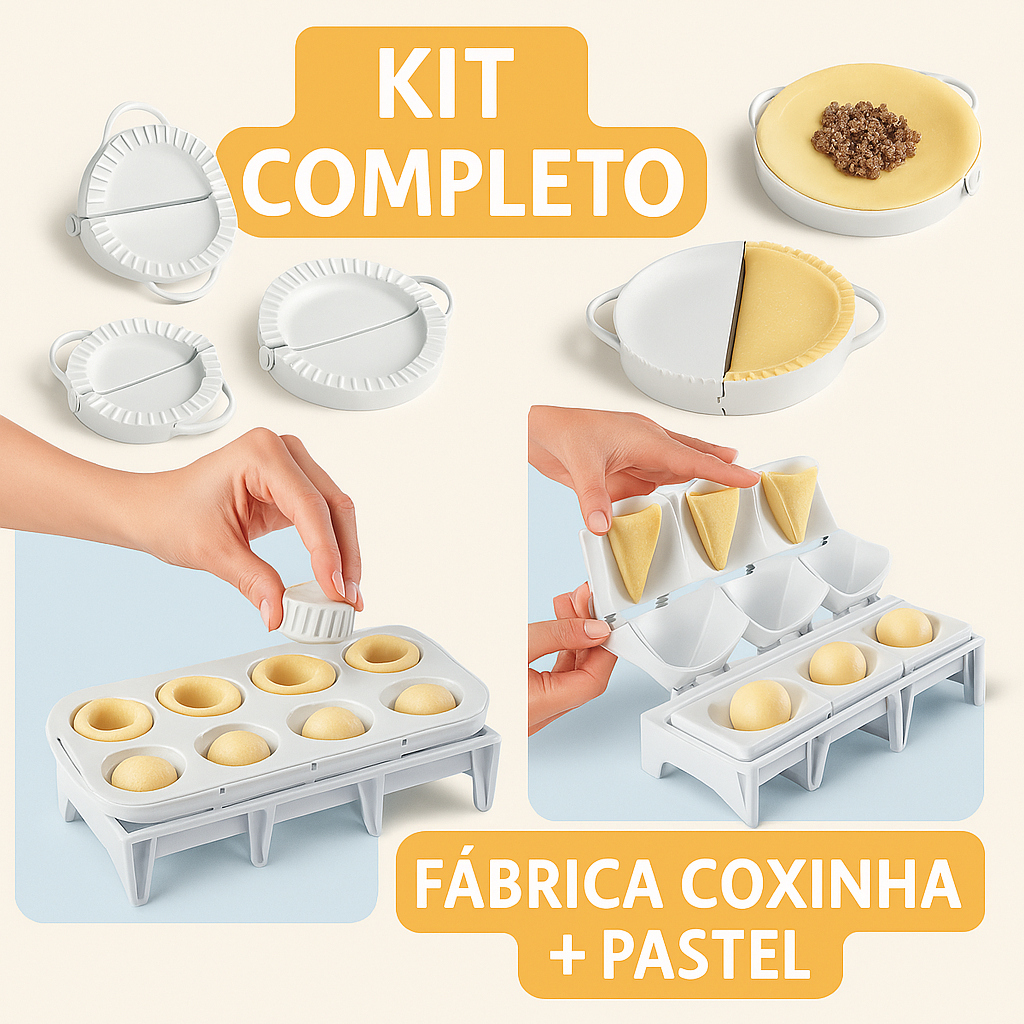 Kit Completo Fábrica de Pastel + Forma de Coxinha 8 Moldes Modelador de ...