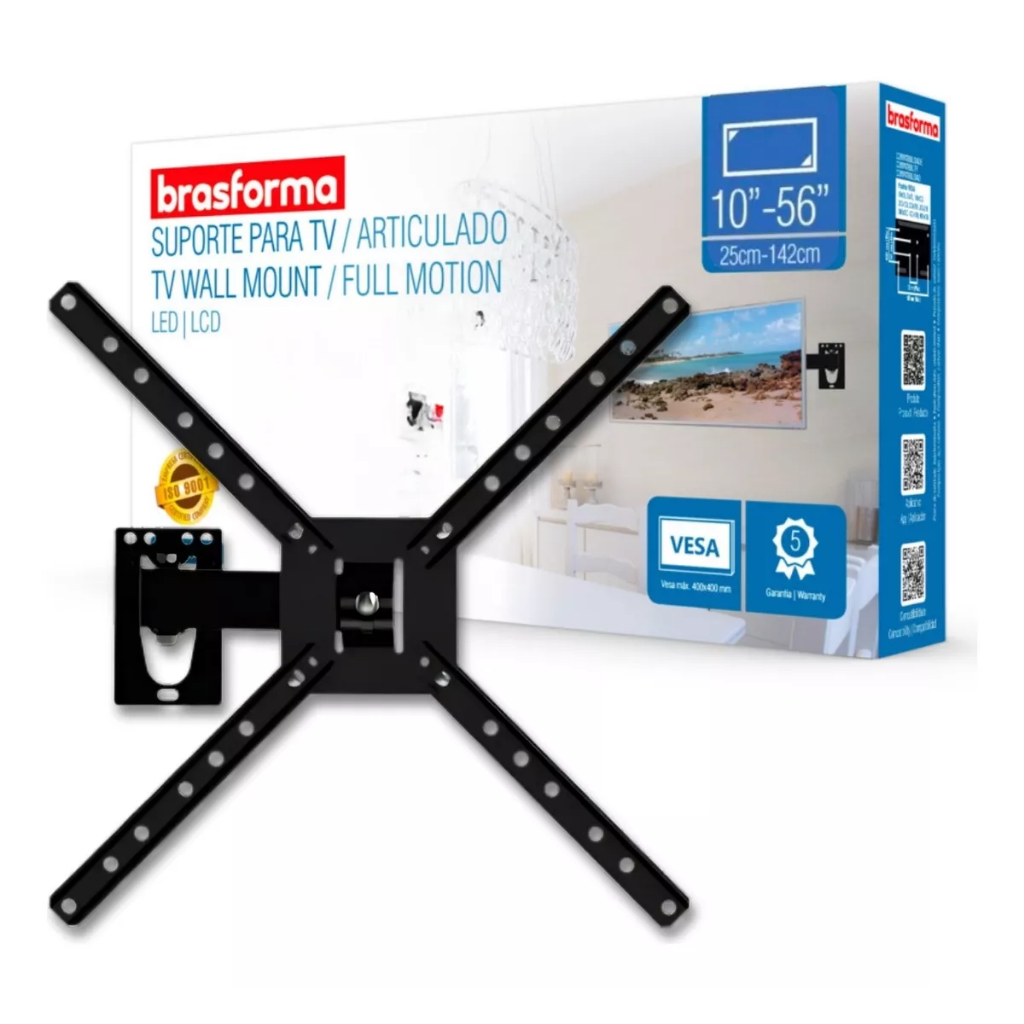 Suporte Articulado Tv parede Monitor Lcd Led oled qled Plasma 32 43 50 ...