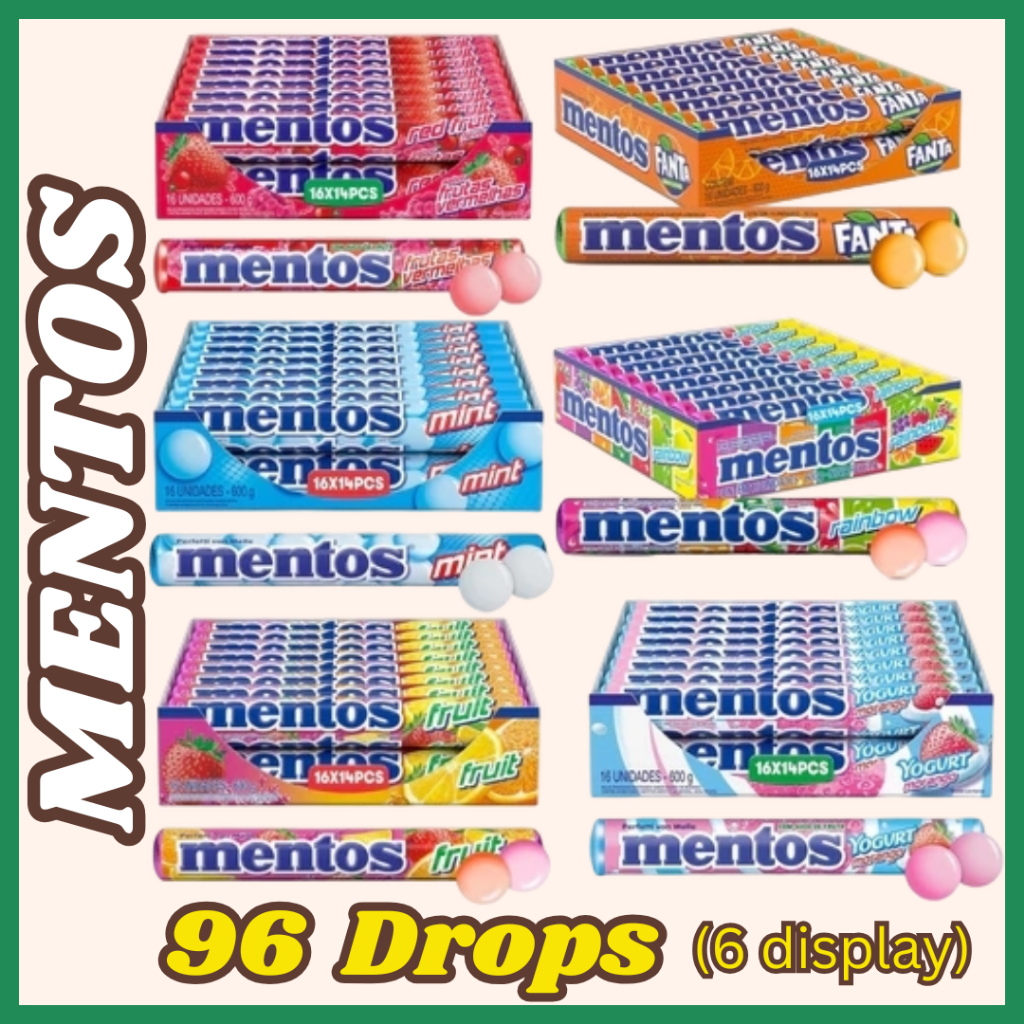 Bala Mentos Diversos Sabores Kit c/ 6 Display de 16 Drops (Caixa c ...