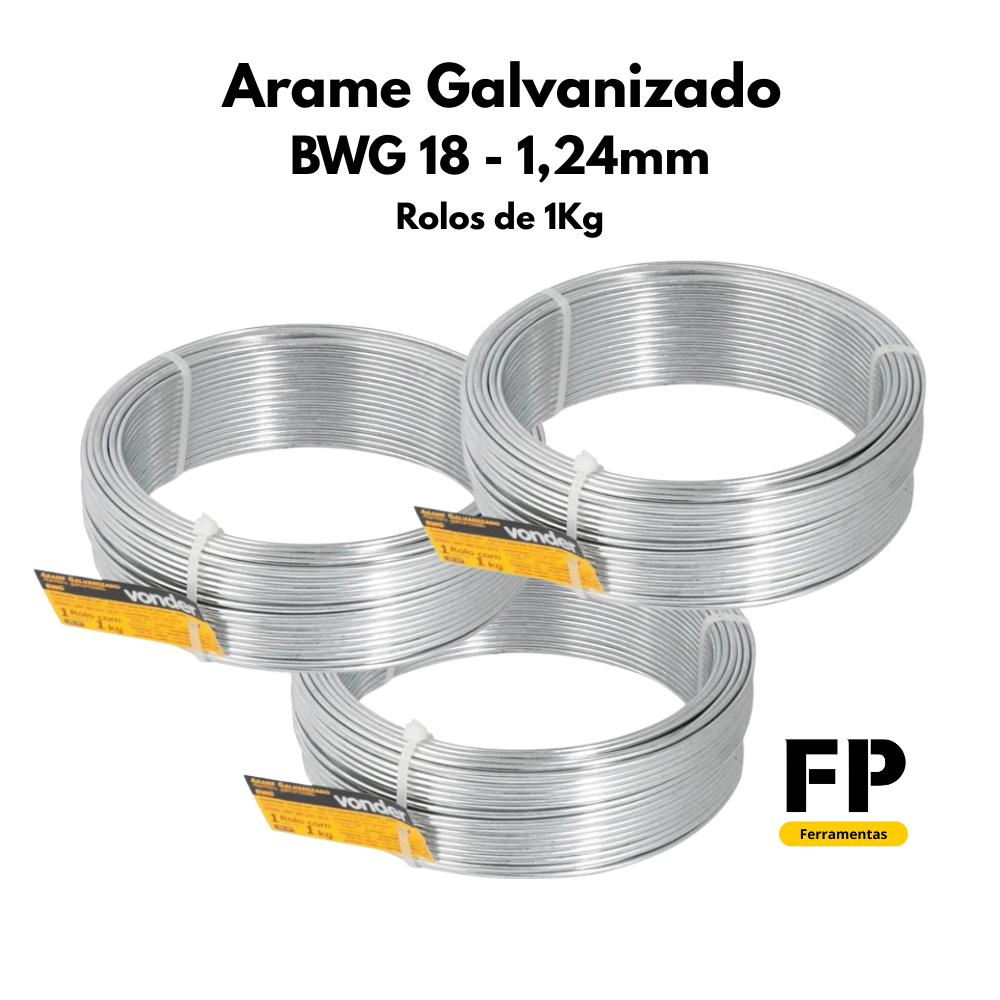 Arame Galvanizado 1.24mm BWG 18 Rolo 1kg 2kg 3kg Vonder | Shopee Brasil