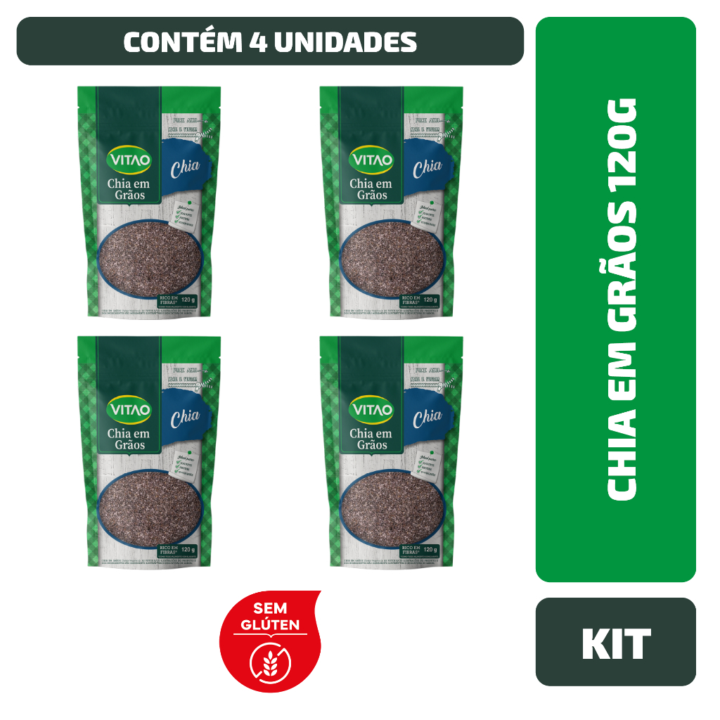 Kit Chia em Grãos Vitao 120 g - 4 unidades | Shopee Brasil