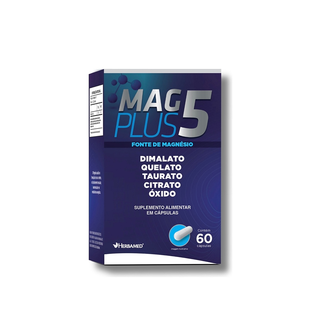 Mag Plus 5 Dimalato Quelato Taurato Citrato Óxido 60 Capsulas - Herbamed | Shopee Brasil