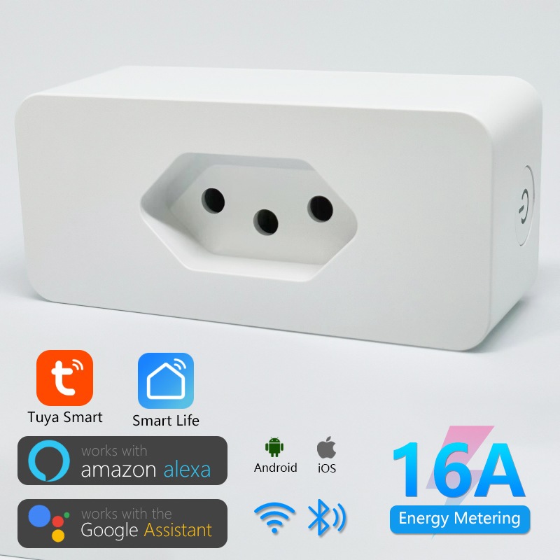SMART PLUG Adaptador de Soquete Wi-Fi Tuya Smart Life App Control Alexa Google Home Adaptador ...
