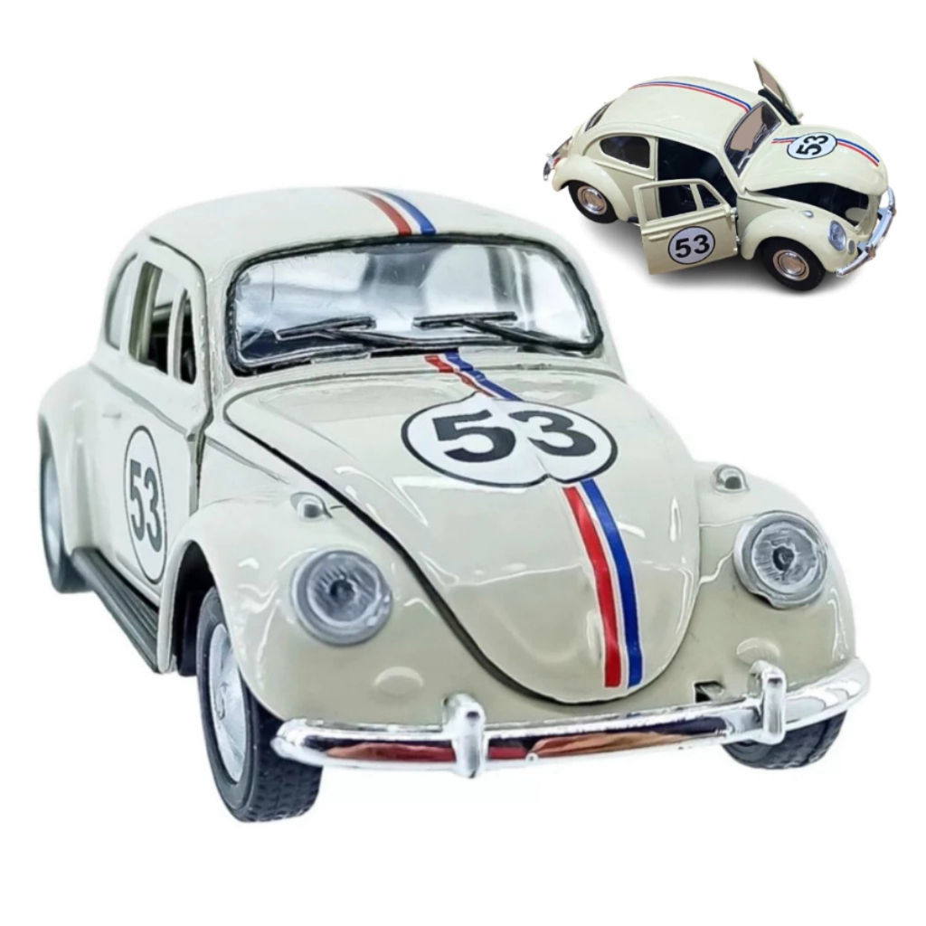 Miniatura Carro Fusca Herbie 53 fusquinha Coleção Escala 1/32, Pneus em ...
