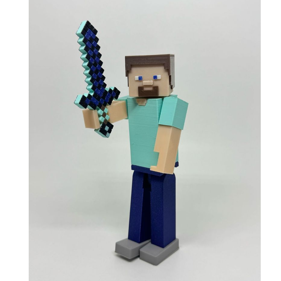 Boneco Articulado do Steve do game Minecraft com espada | Shopee Brasil