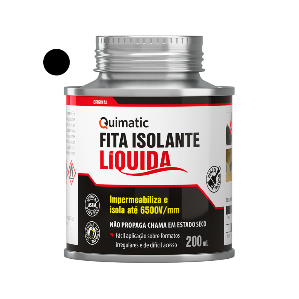 Fita Isolante Líquida Quimatic Preta 200ml BD1 isola e impermeabiliza ...