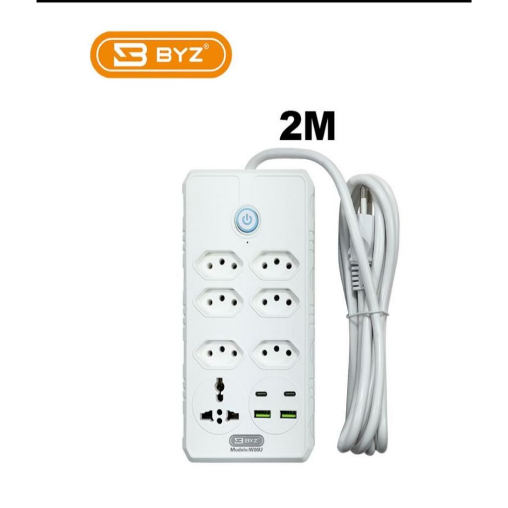 Extensão Elétrica 2m Com 7 Tomadas e 2 Entradas USB 2 Entradas USB Tipo ...