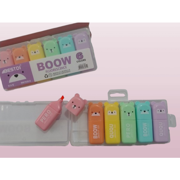 Marca Texto Ursinho Boow 6 cores | Shopee Brasil