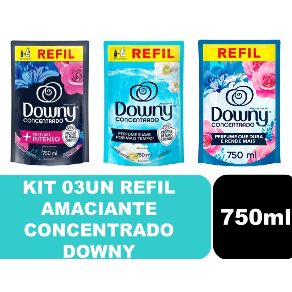 Kit 03un Amaciante Concentrado Downy Refil 750ml | Shopee Brasil