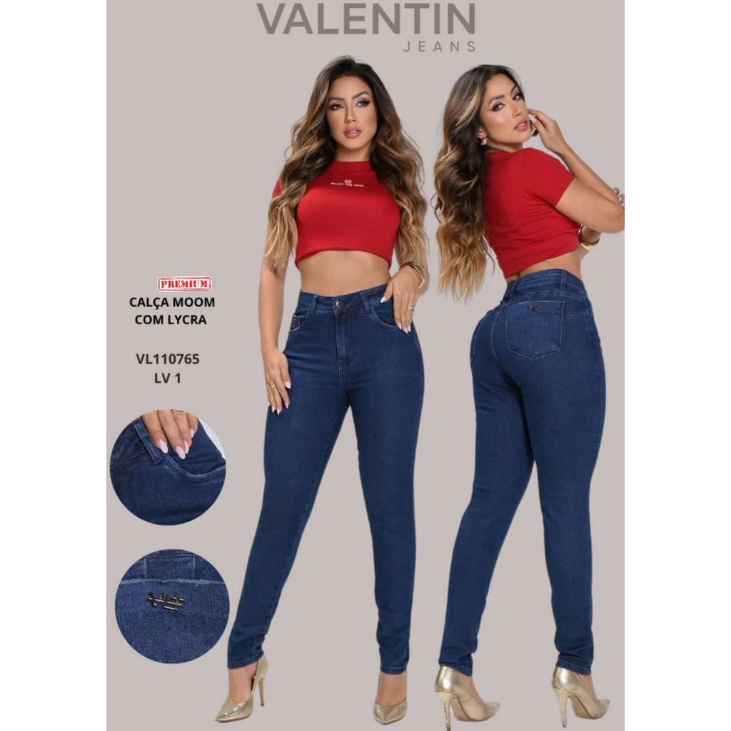 Calça Jeans Feminina Mom Valentin Deluxe Tam 42 EM | Shopee Brasil