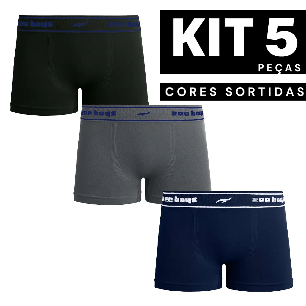 Kit 5 Cueca Box Infantil Lisa Confortável Romantic Roupa Íntima ...