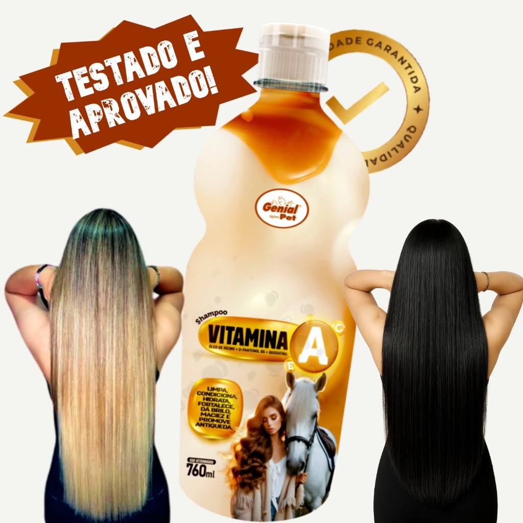 Shampoo 7 em 1 Genial Horse Vitamina A E C Para Crescer Cabelo ...