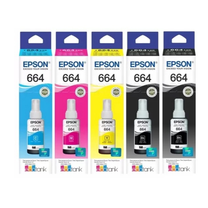 Kit 5x Tintas Epson Original T664 P/ L355 L365 L375 L395 L495 | Shopee ...