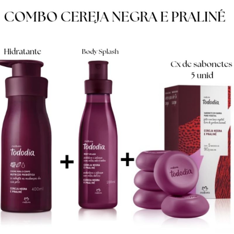 Combo 3 Produtos Hidratante+Splash+Cx de Sabonete Cereja Negra e ...