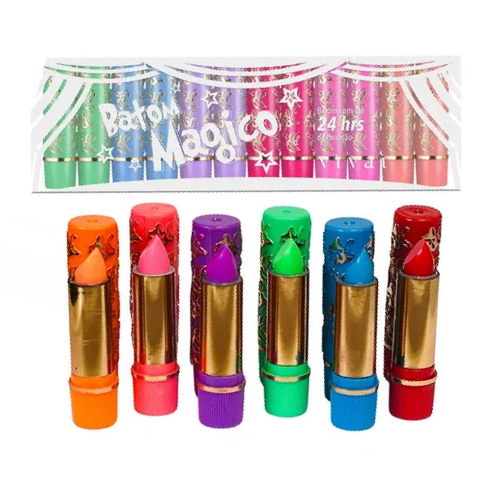 Kit 12 Un - 6 Cores - Batom Mágico 24 Horas - Cores Sortidas | Shopee ...