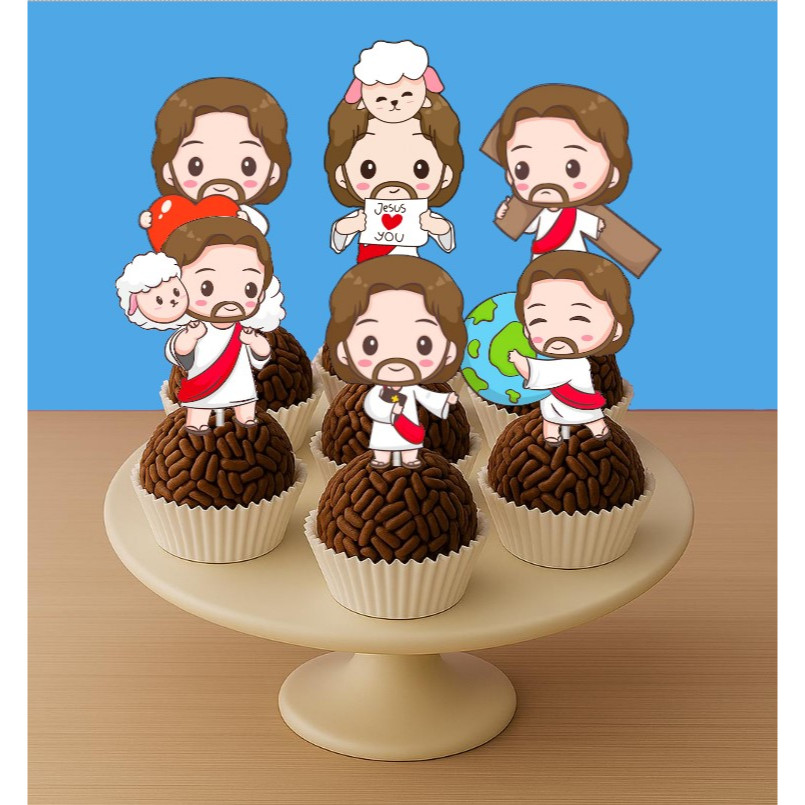 20/30/50 Toppers para doce Jesus/Cristão 4 cm (pronto pra uso) | Shopee ...