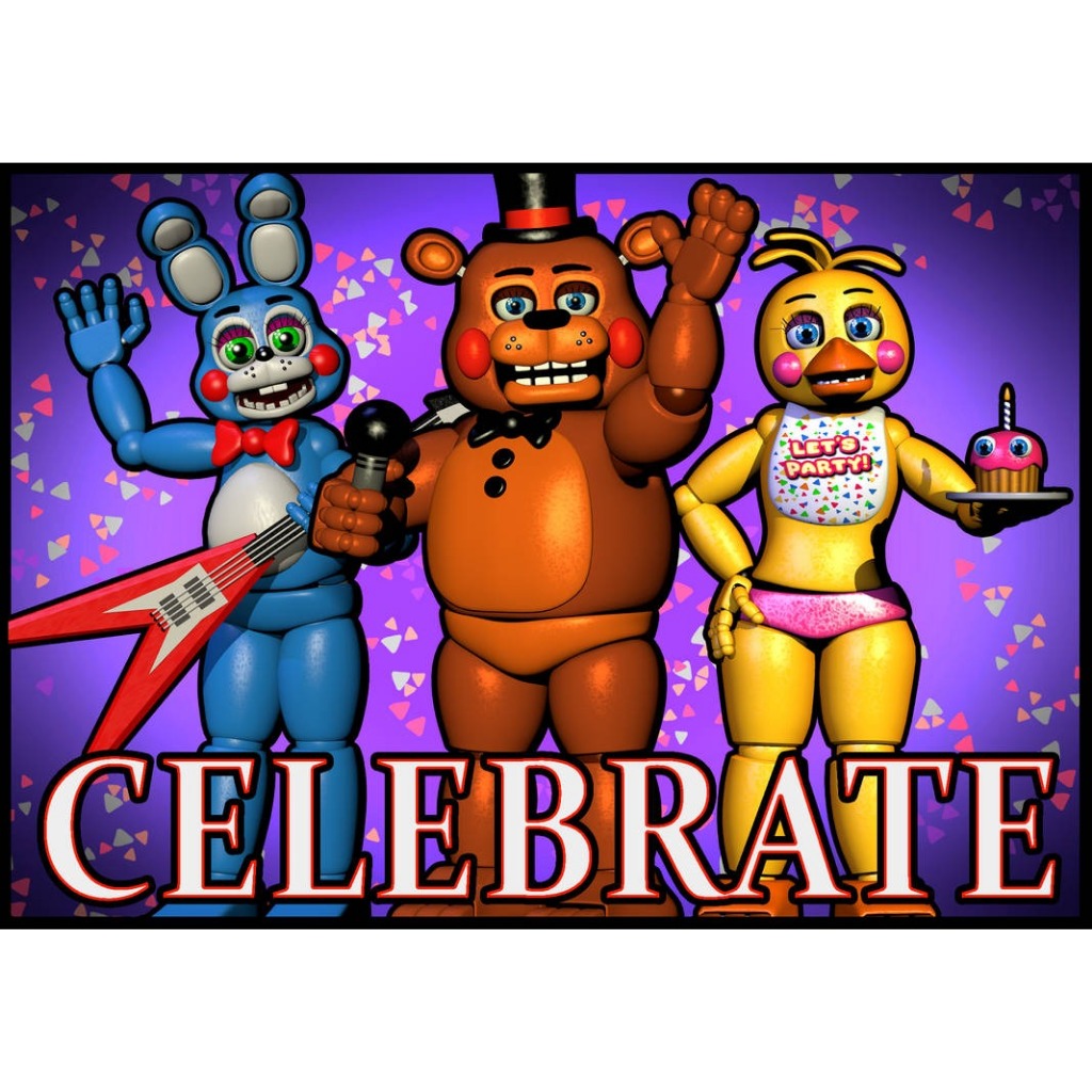 FIve Nights At Freddy's 2 POSTER CELEBRATE TOY ANIMATRONICS PAPEL A1 | Shopee Brasil