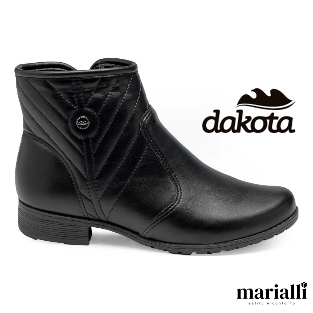 Bota Cano Curto Feminina Dakota Botina Salto Baixo Grosso Ziper Botinha ...