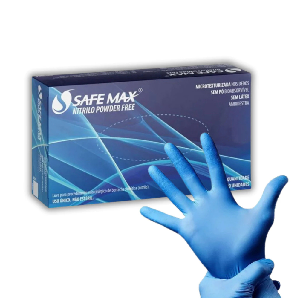 Luva Nitrílica para Procedimento Sem Pó Azul - SafeMax by Supermax | Shopee Brasil
