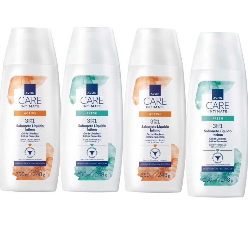 Kit 4 Sabonete Intimo Avon Care Ultimate Fresh e Active 250ml | Shopee ...