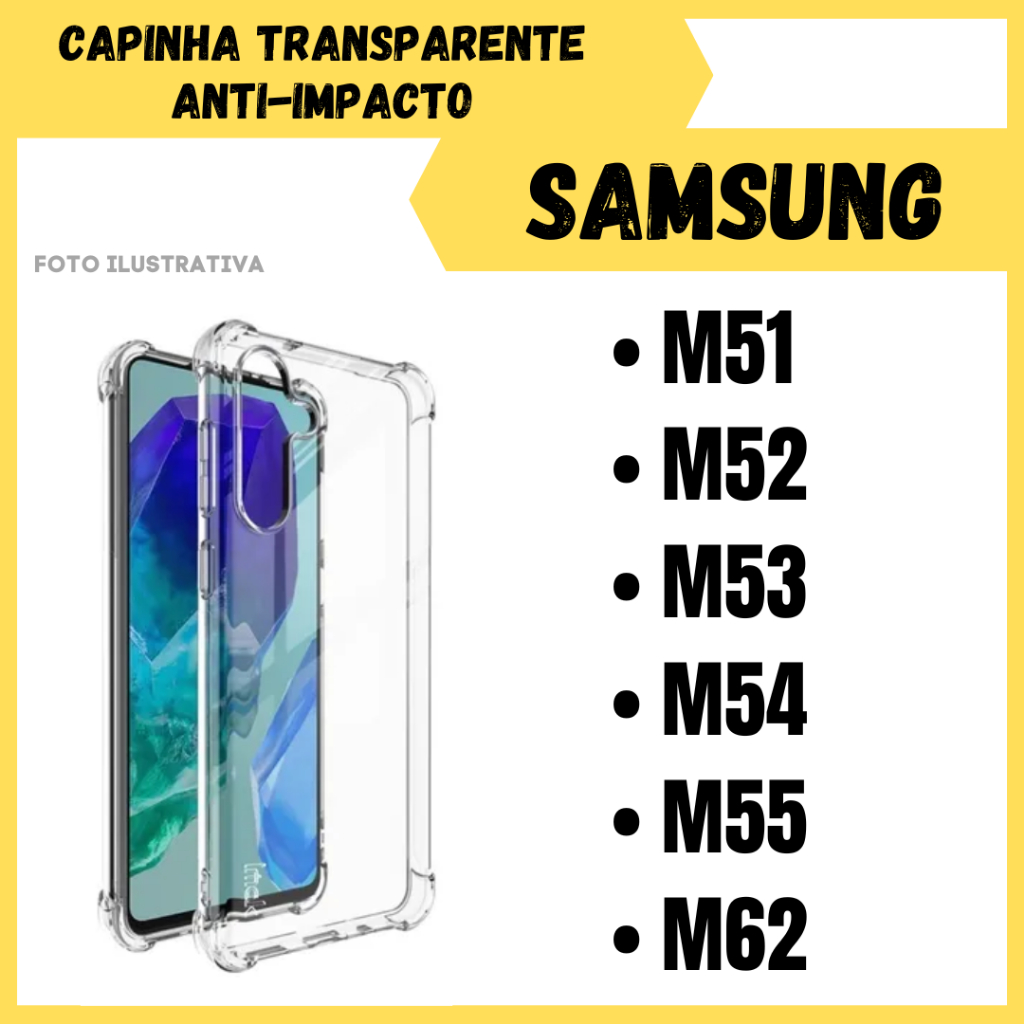 Combo Samsung M51 / M52 / M53 / M54 / M55 / M62 / Capa transparente ...