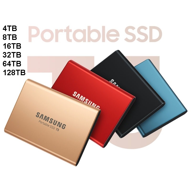 Samsung T5 4TB/8TB/16TB/32TB/64TB/128TB USB 3.1 Gen 2 (10 Gbps, Type-C ...