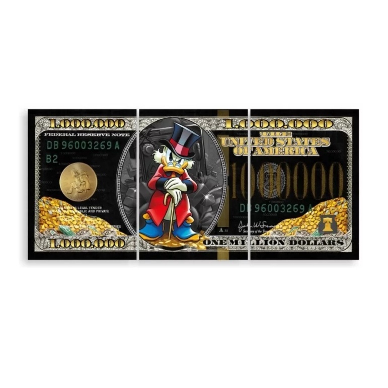 Quadros Decorativos Tio Patinhas Dolar Fundo Preto Bilionario Magnata ...