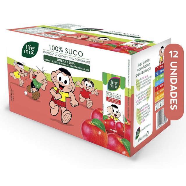 Pack Suco de Maçã em caixinha Life Mix Turma da Mônica 100% Suco, Sem ...