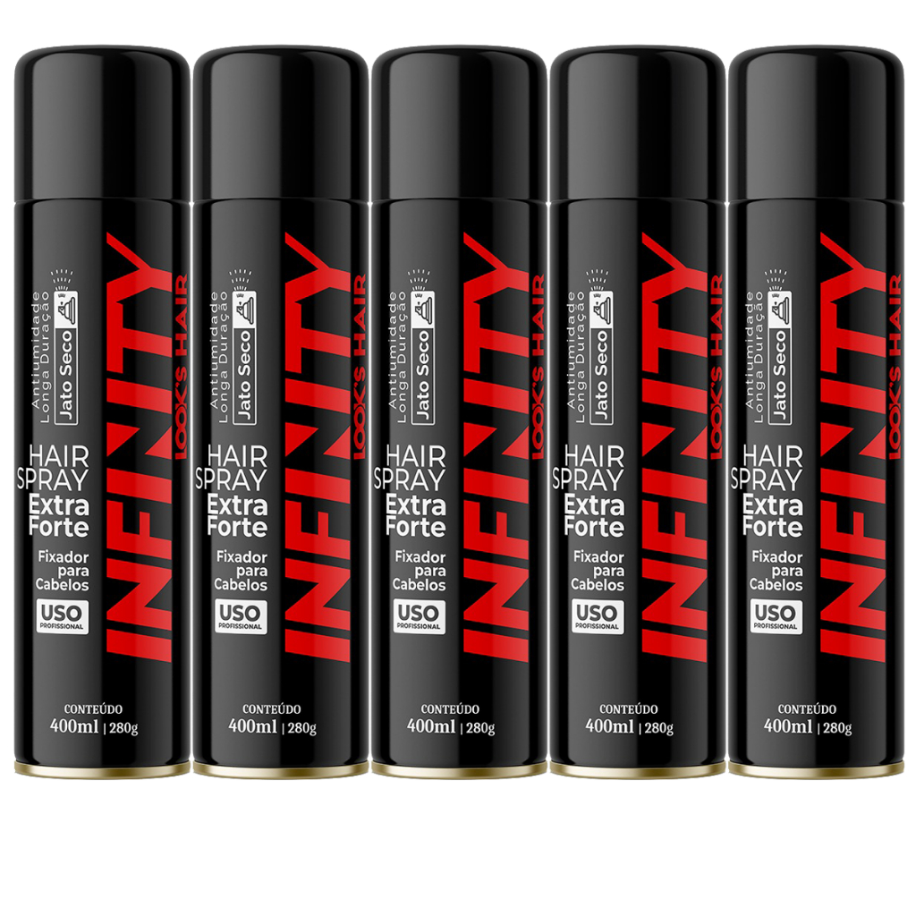 Kit 5x Laque Fixador Extra Forte Infinity 400ml - Hair Spray Modelador ...