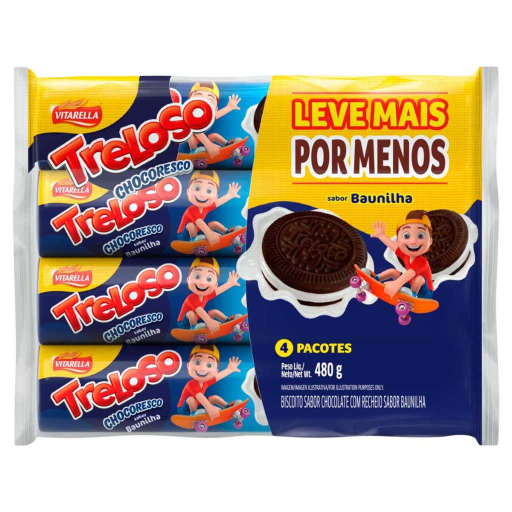 Kit biscoito treloso recheado 4 unidades - Vitarella | Chocolate ...