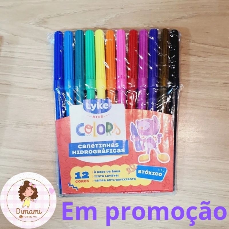 kit 6 e 12 Canetinha Colorida Hidrocor Escolar Onda Pro Lyke Kids - caneta colorir | Shopee Brasil