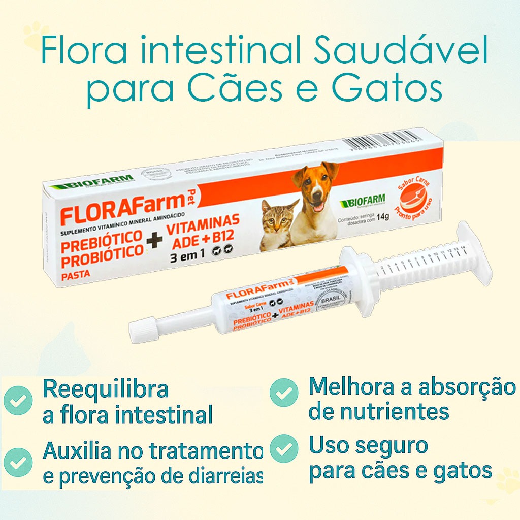 Florafarm 3 em 1 para Cães e Gatos | Flora Intestinal Forte ...