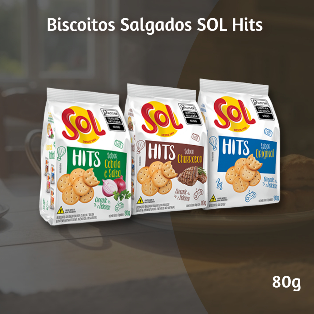 Kit Biscoito Salgado Hits SOL 80g - Sabores | Shopee Brasil