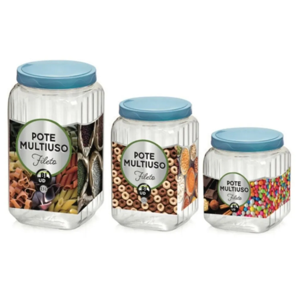 Pote Rosca Organizador de Mantimento Plástico Fileto 2,5l, 1,5l, 1l | Shopee Brasil