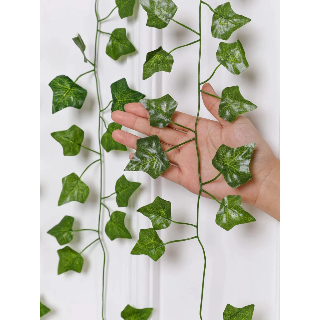 30 Metros Hera Folhas Pequenas Folhagem Verde Planta Artificial Pendente Trepadeira = 15 Tiras ...
