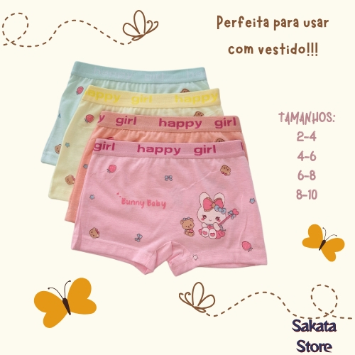 Calcinha Boxer Shortinho Infantil Menina Estampas Diversas | Shopee Brasil