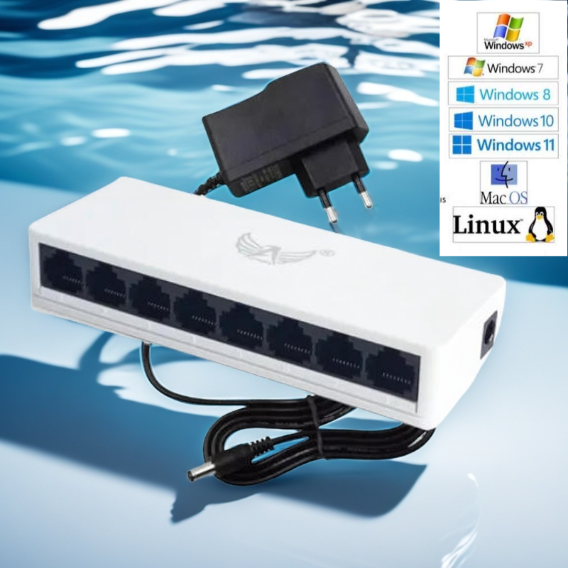 Switch Hub 8 Portas Rj45 Gigabit 10/100 Mbps Lan Bivolt nt | Shopee Brasil